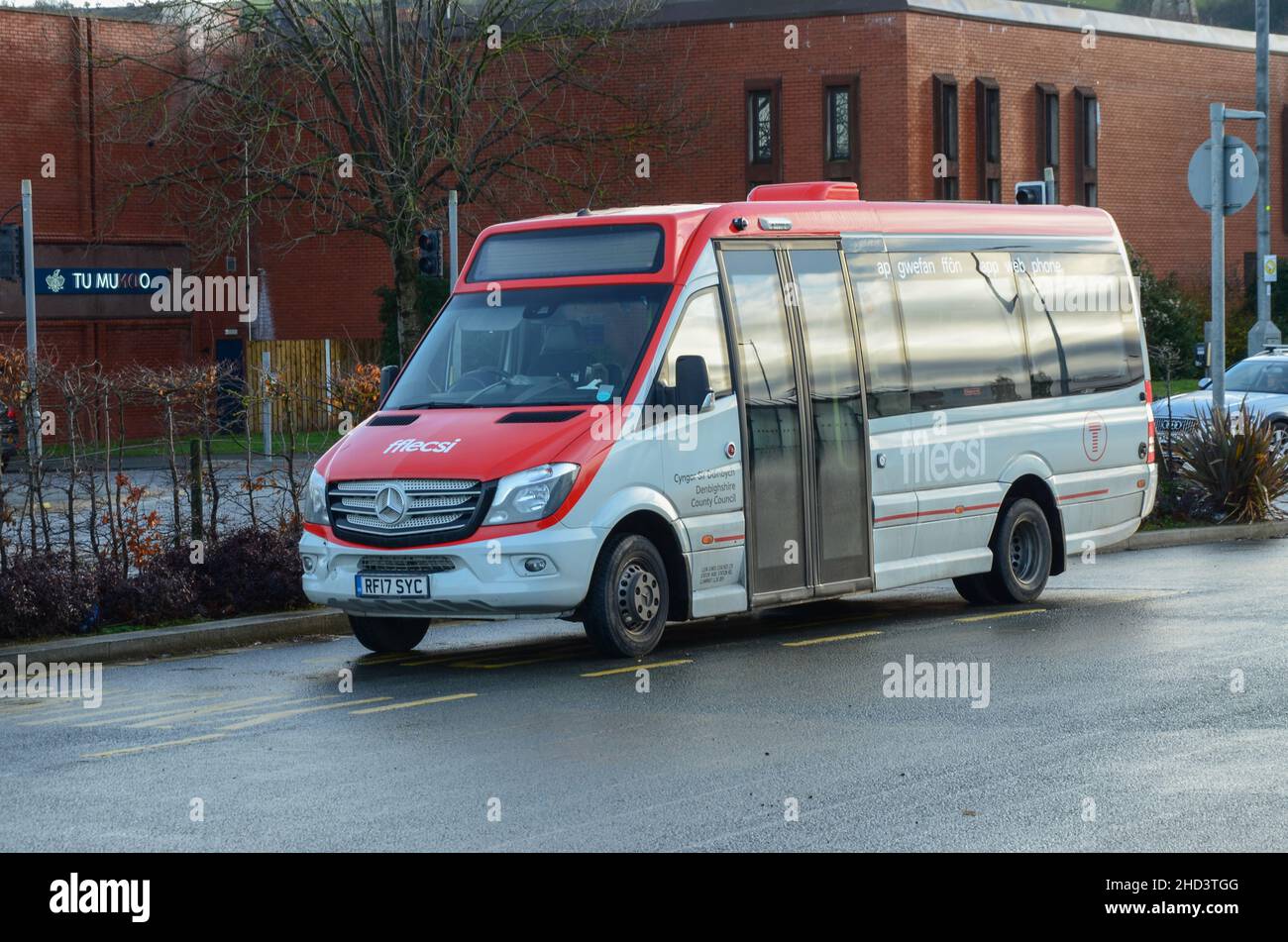 Prestatyn, UK: Dec 14, 2021: An accessible minibus parked at the bus ...