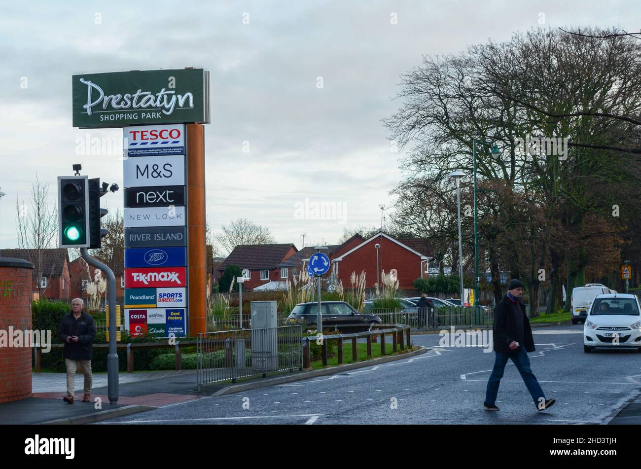 Prestatyn, UK: Dec 14, 2021: Prestatyn Shopping Park is a modern retail ...