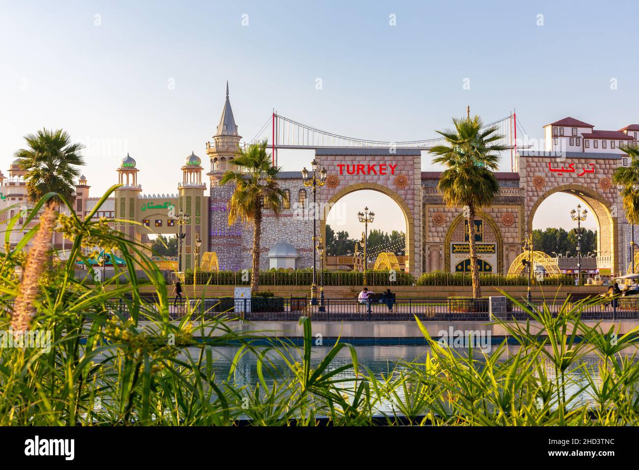 Dubai, UAE, 10.01.21. Colorful Turkish Village pavilion in Global ...