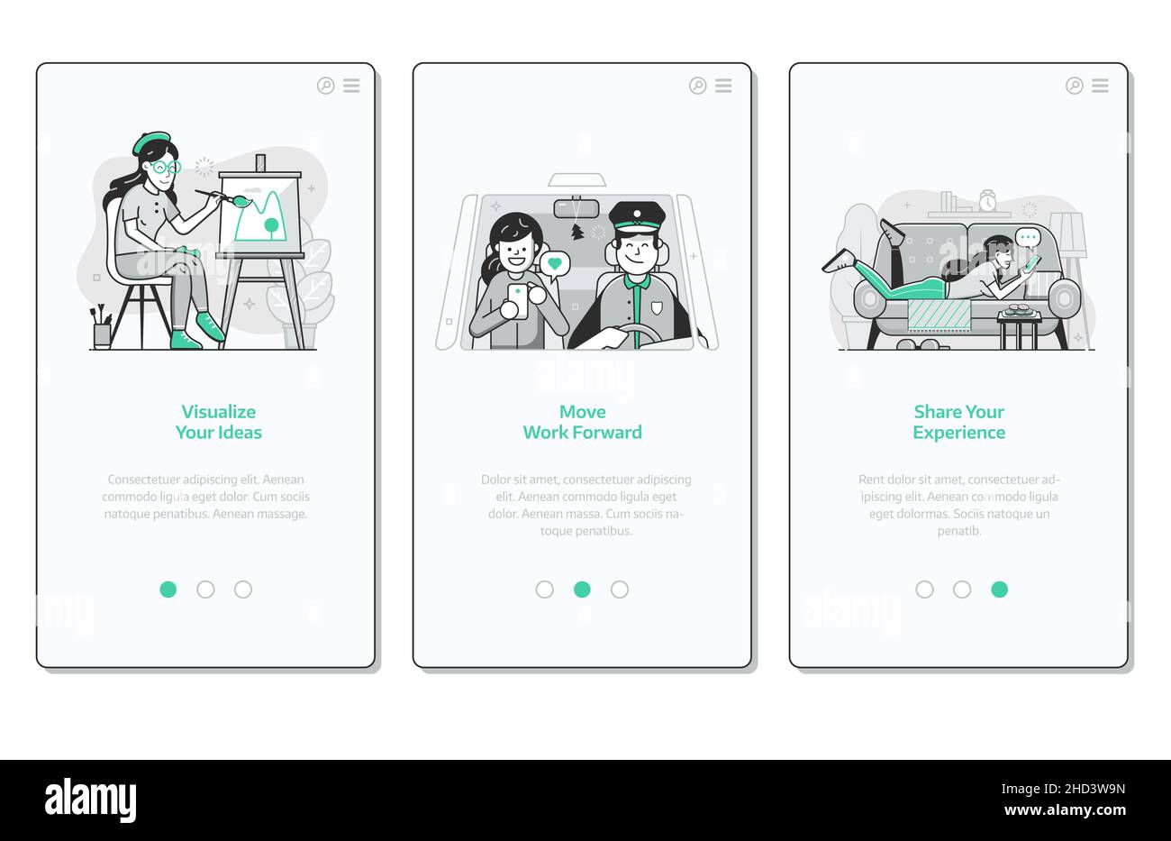 Marketing UI Screens in Line Art Design Stock Vector Image & Art - Alamy