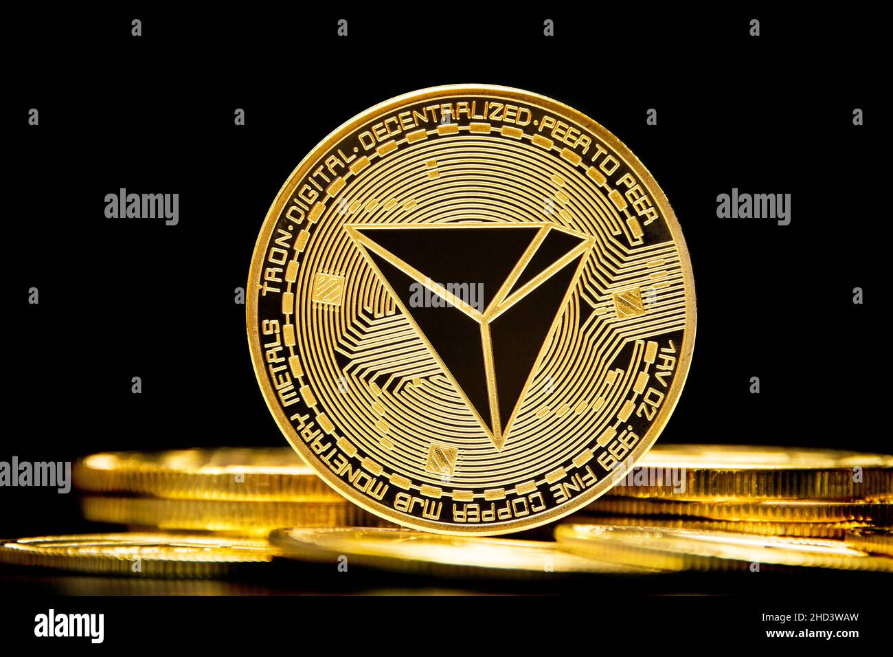 Tron Cryptocurrency , gold coins , mining , future money Stock Photo ... Tron Cryptocurrency , gold coins , mining , future money Stock Photo ...