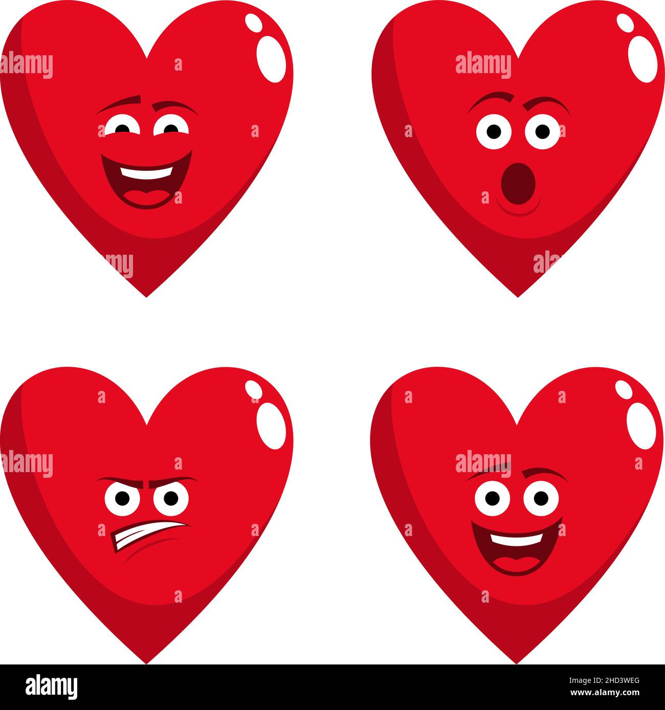 Cartoon heart character with face and emotions Stock Vector Image & Art ...