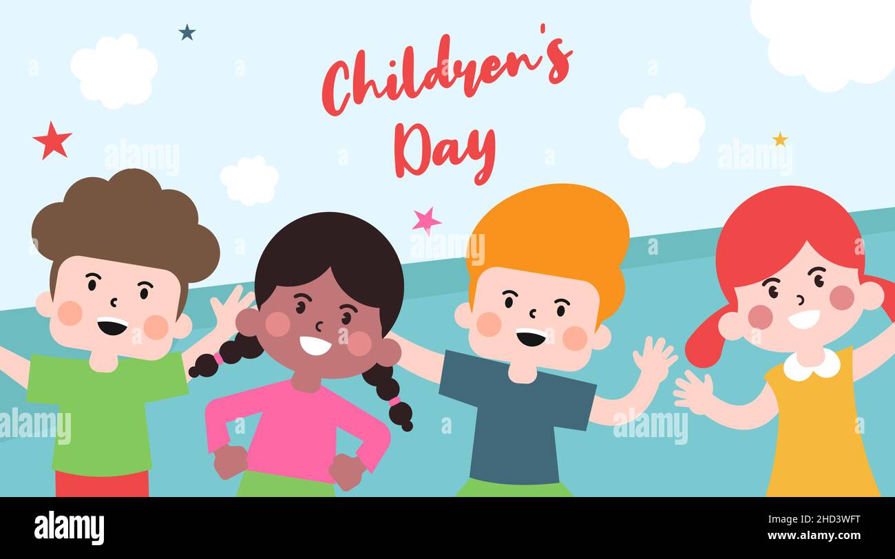 Happy children's day background illustration vector Stock Vector Image ...