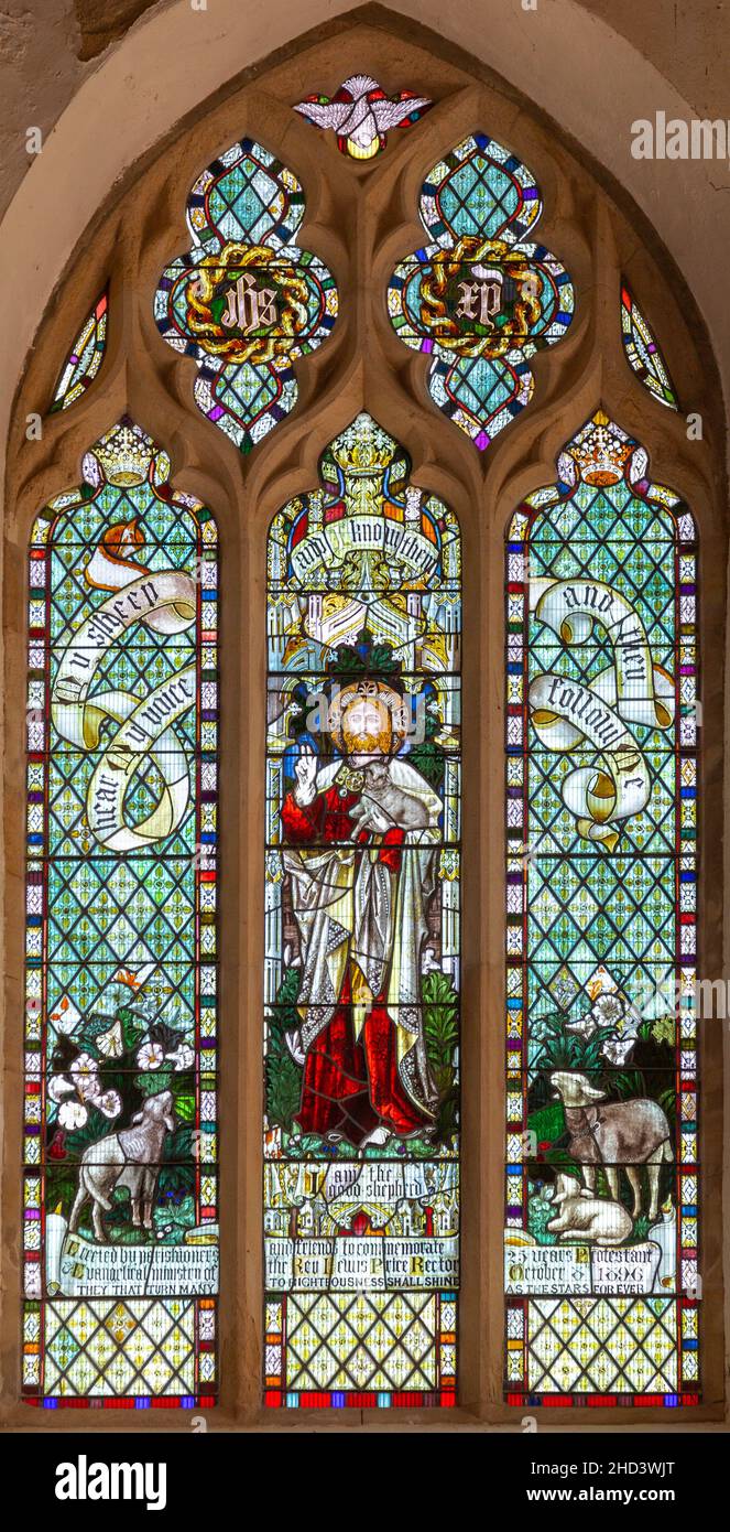 Stained glass window of Christ as the Good Shepherd c 1896 by HJ ...