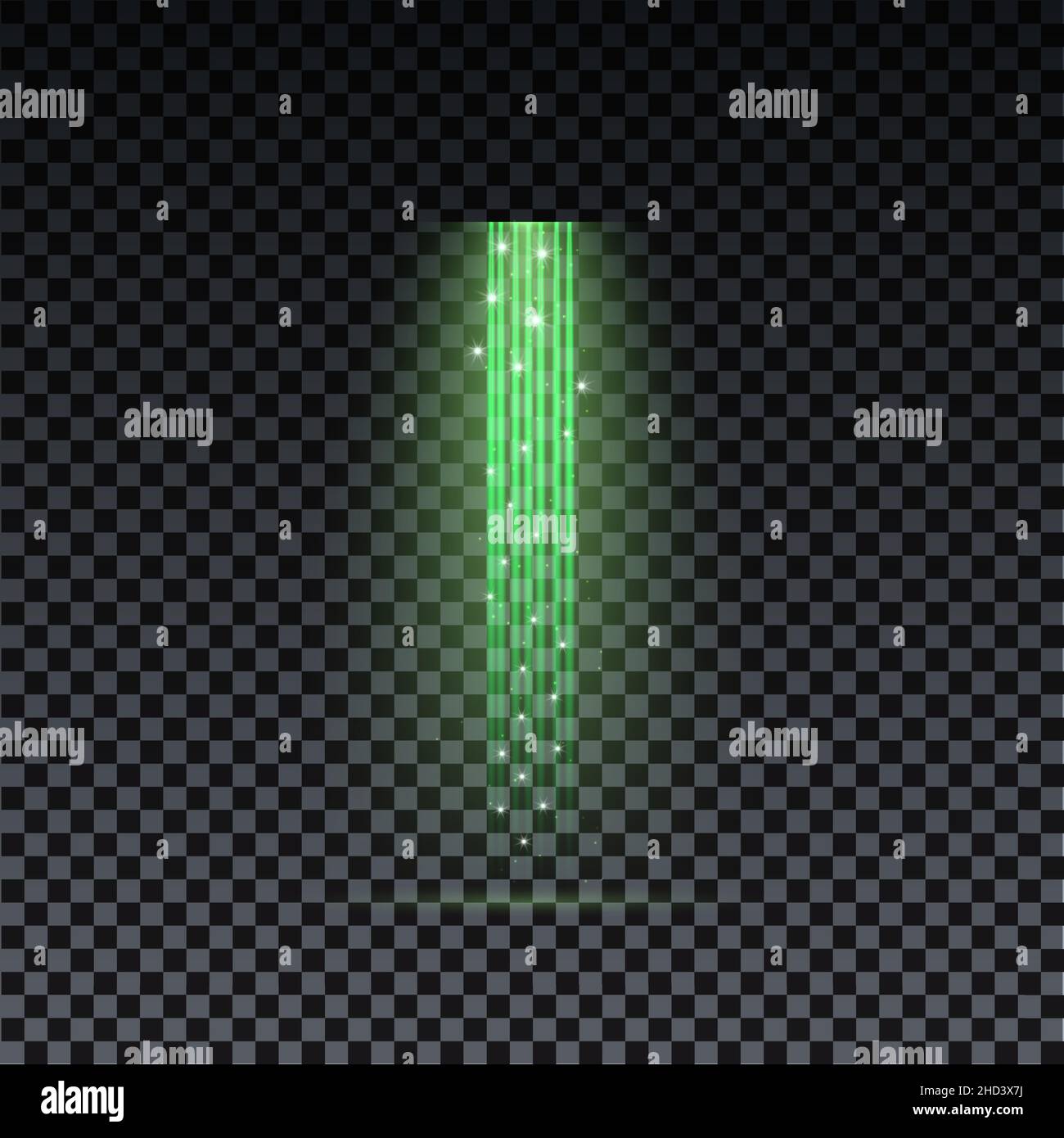Green spotlight. Green laser beam on transparent background. Laser rays ...
