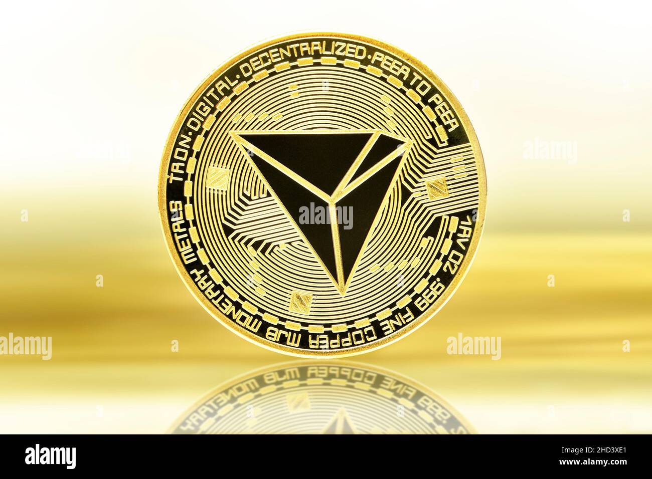Tron Cryptocurrency , gold coins , mining , future money Stock Photo ...