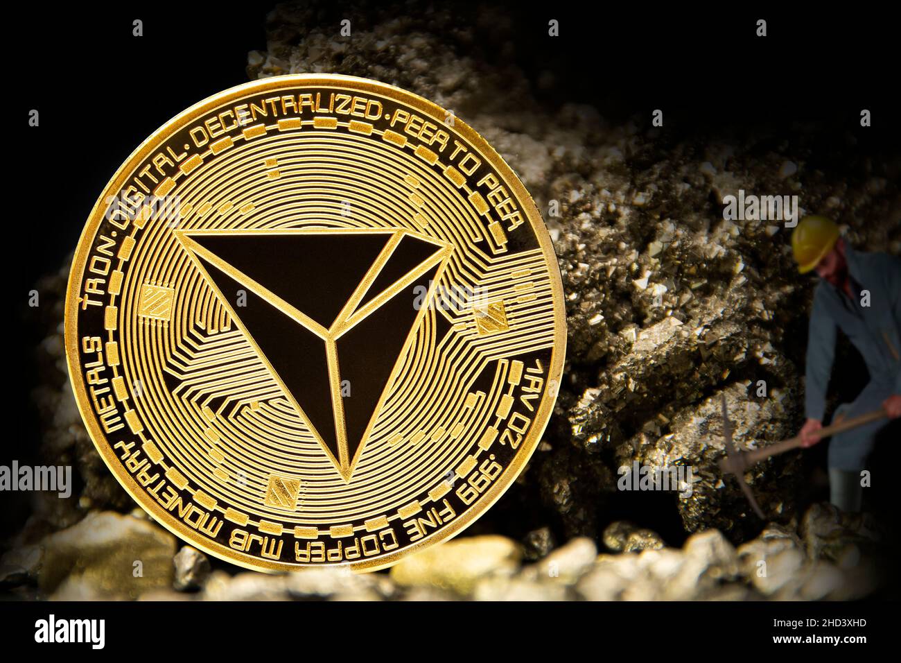 Tron in ore Cryptocurrency , Mining golden coin , Stone ore mine ...