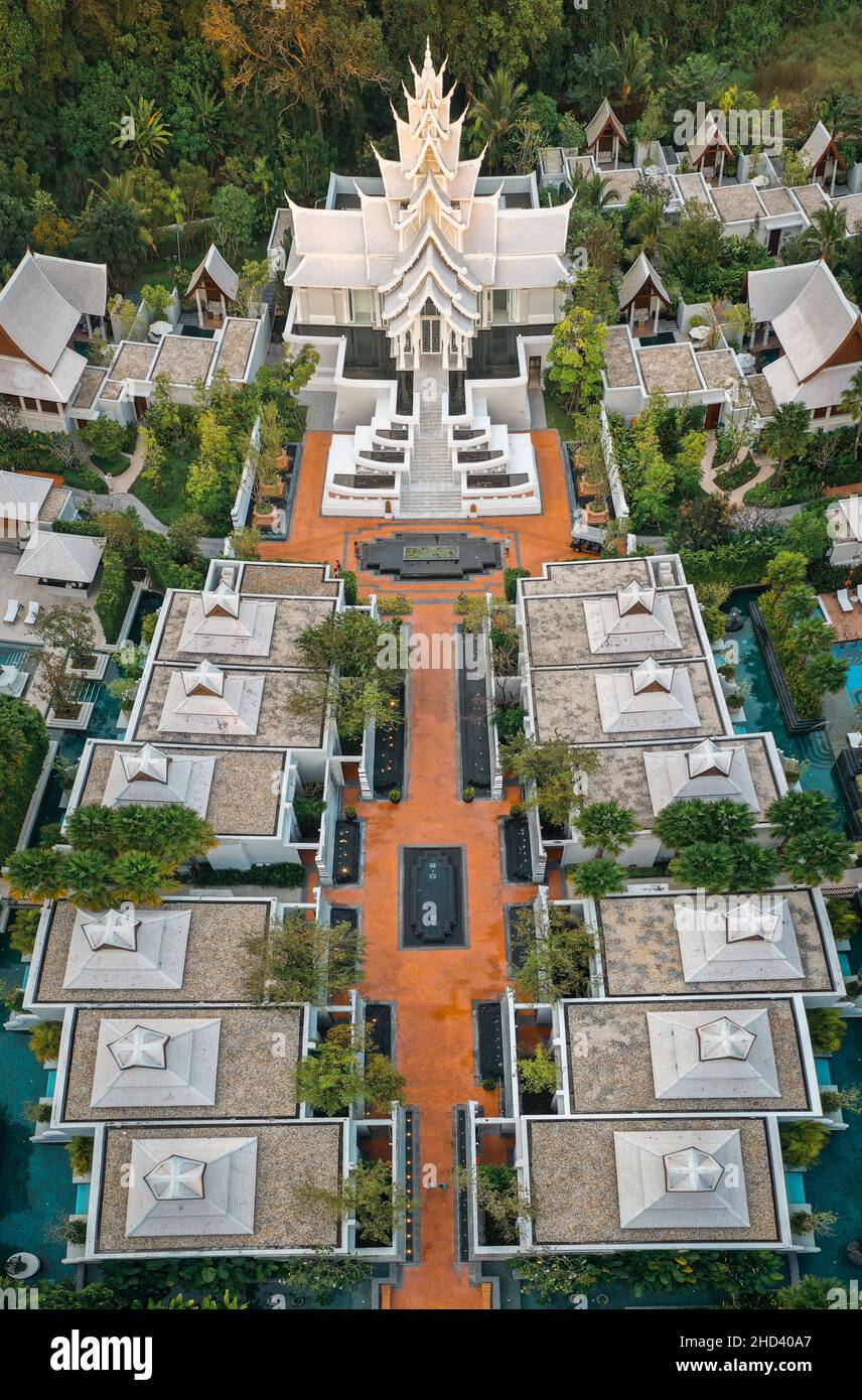 Aerial view of kamala beach at sunset in Phuket in Thailand Stock Photo ...