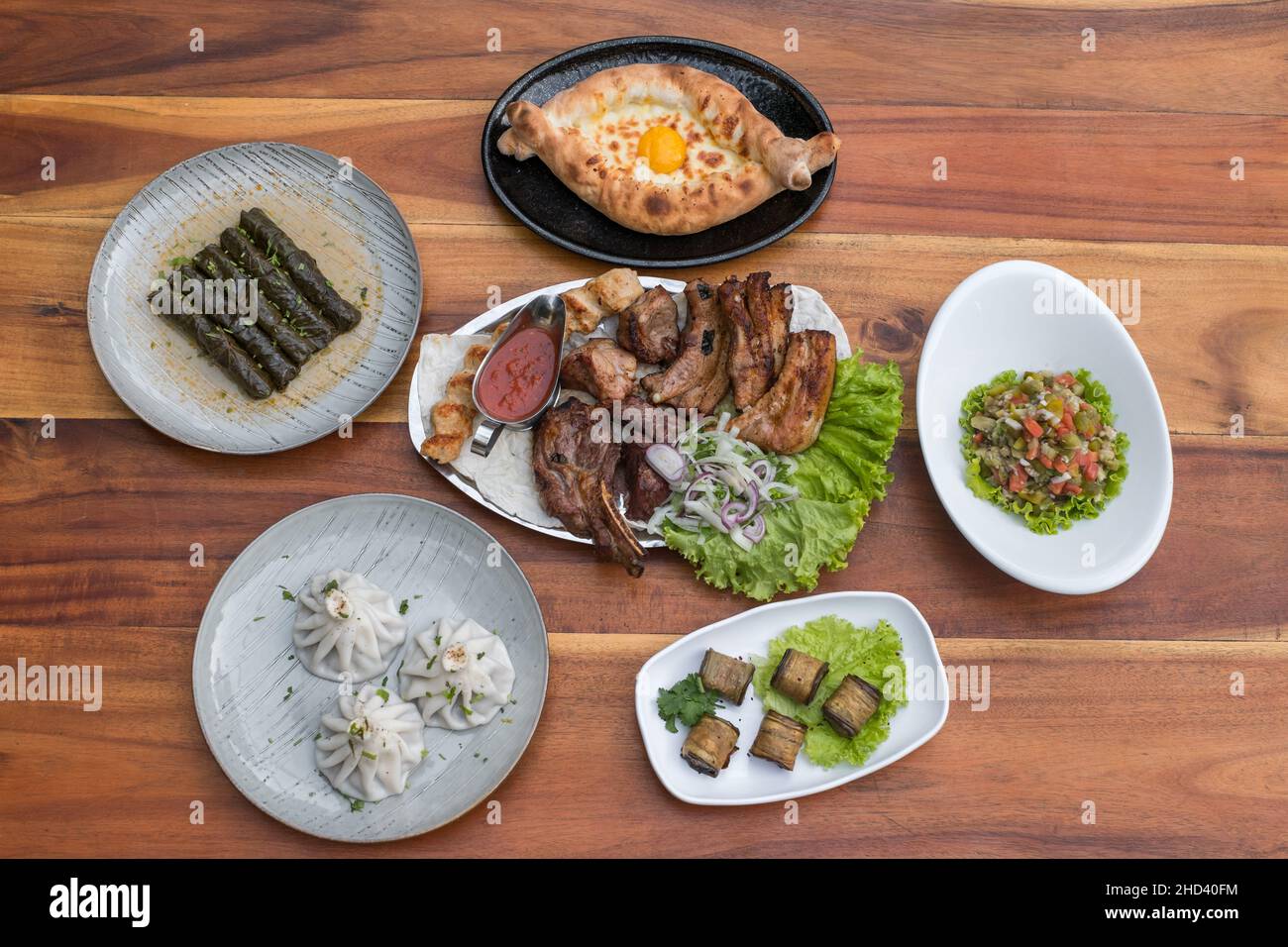 Assorted of different dishes. Georgian, Armenian and Russian cuisine ...