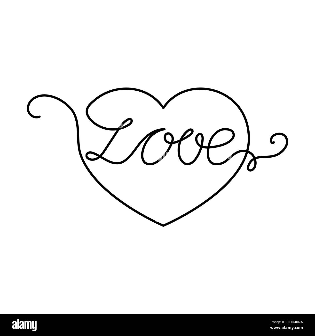 Word Love In Cursive With Heart