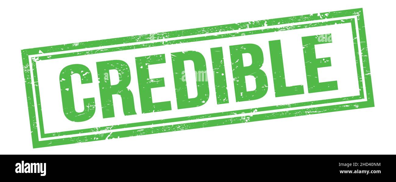 CREDIBLE text on green grungy vintage rectangle stamp Stock Photo - Alamy