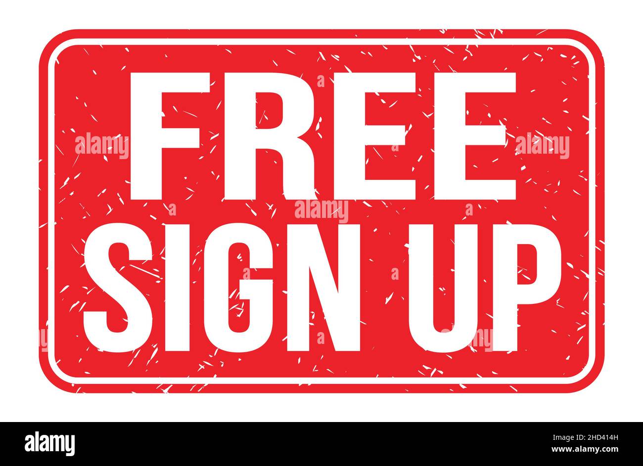 FREE SIGN UP, words written on red rectangle stamp sign Stock Photo - Alamy