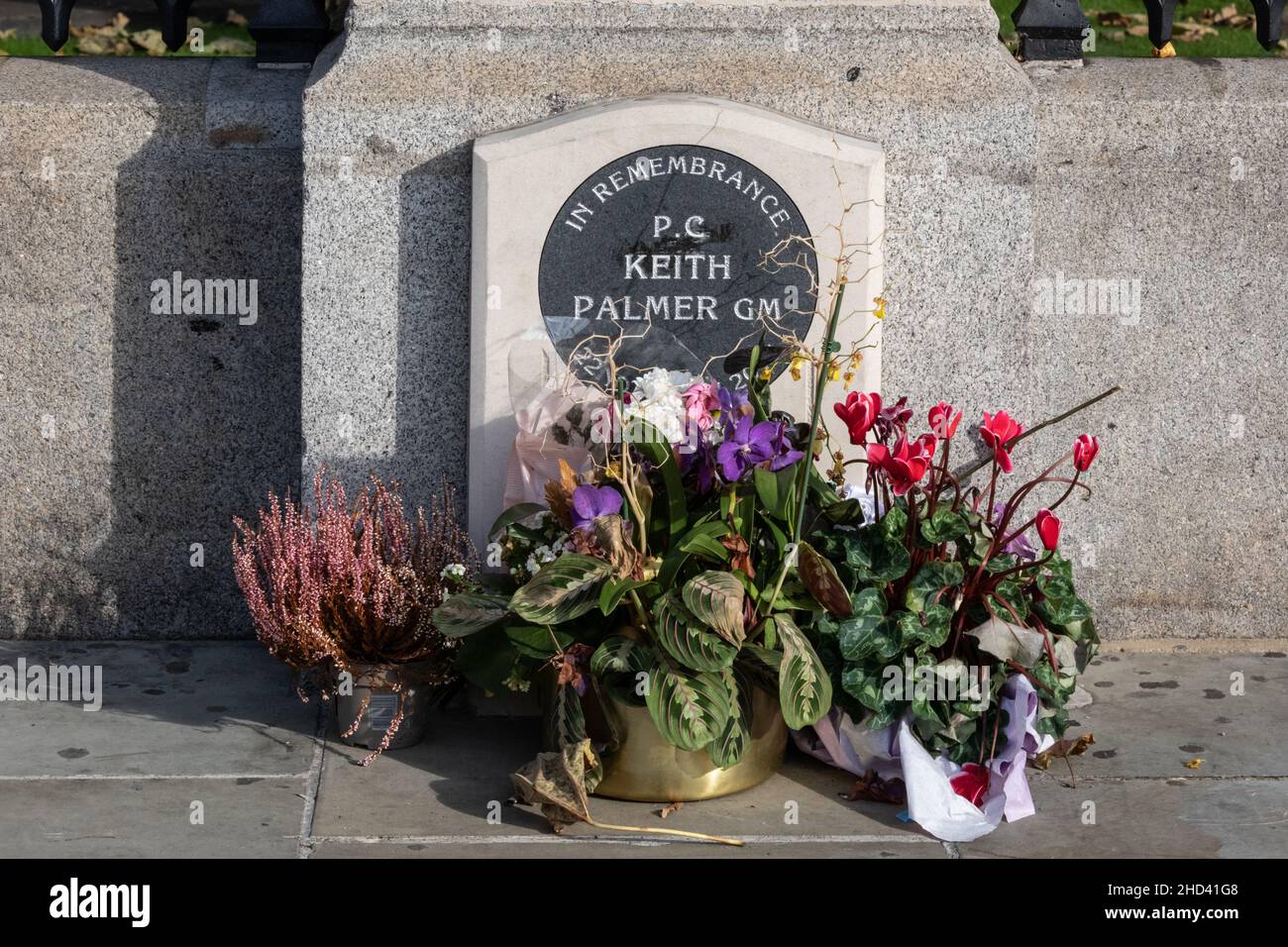 Memorial stone for murdered police officer PC Keith Palmer outside the ...