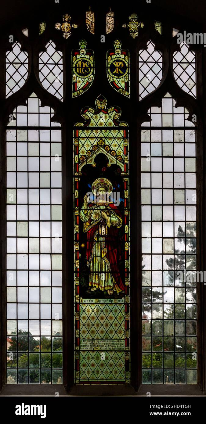 Stained glass window Jesus Christ 'Light of the World', Yaxley church ...