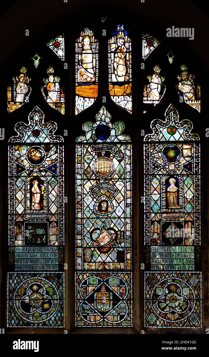 Stained glass window medieval fragments, Yaxley church, Suffolk ...