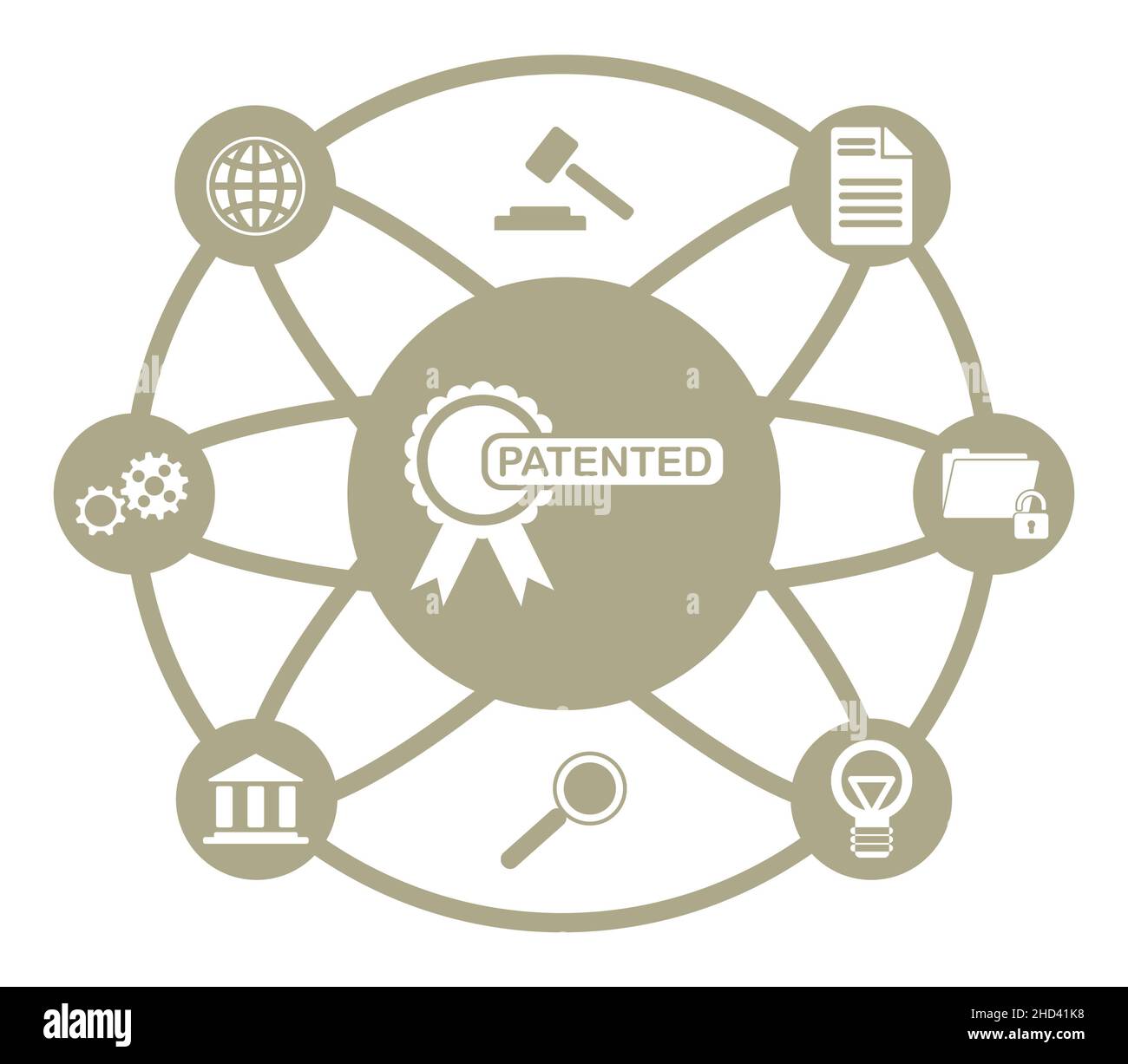 Concept of patent with connected icons Stock Photo - Alamy