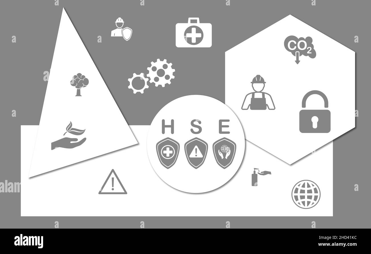 Concept of hse with icons on geometric shapes background Stock Photo ...