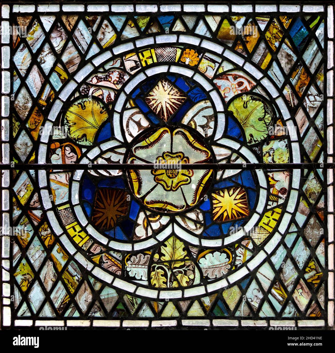 Stained glass window medieval fragments, Yaxley church, Suffolk ...