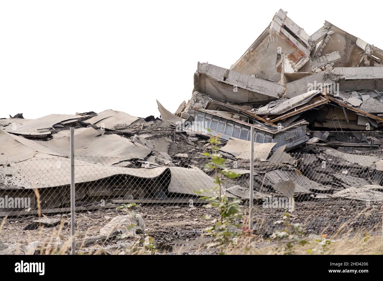 Collapsed industrial building isolated Stock Photo - Alamy