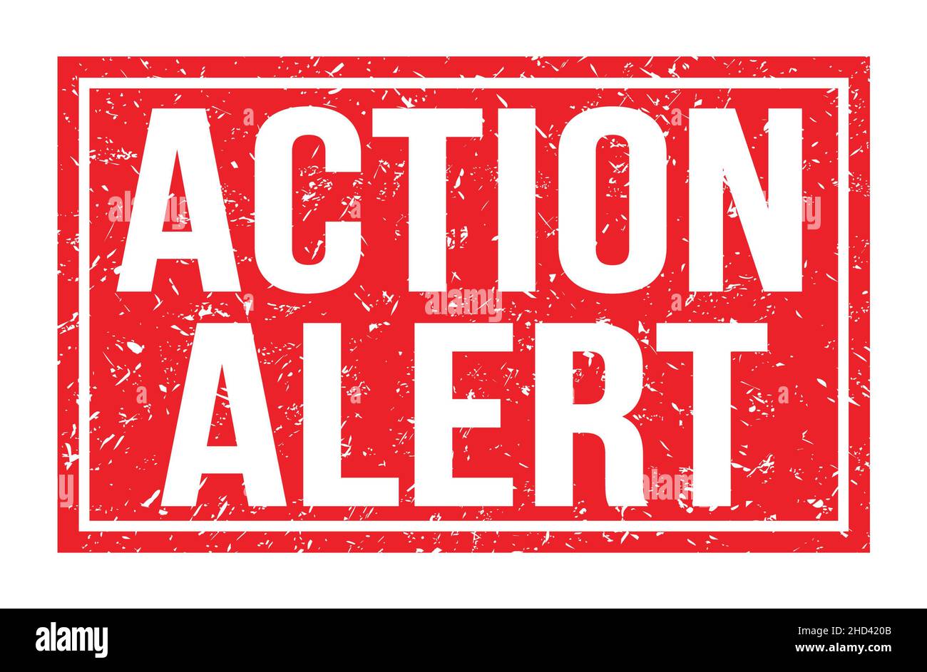 ACTION ALERT, words written on red rectangle stamp sign Stock Photo - Alamy