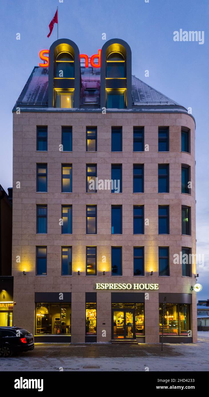 Turku, Finland - December 24, 2021: Vertical Night View of Scandic ...