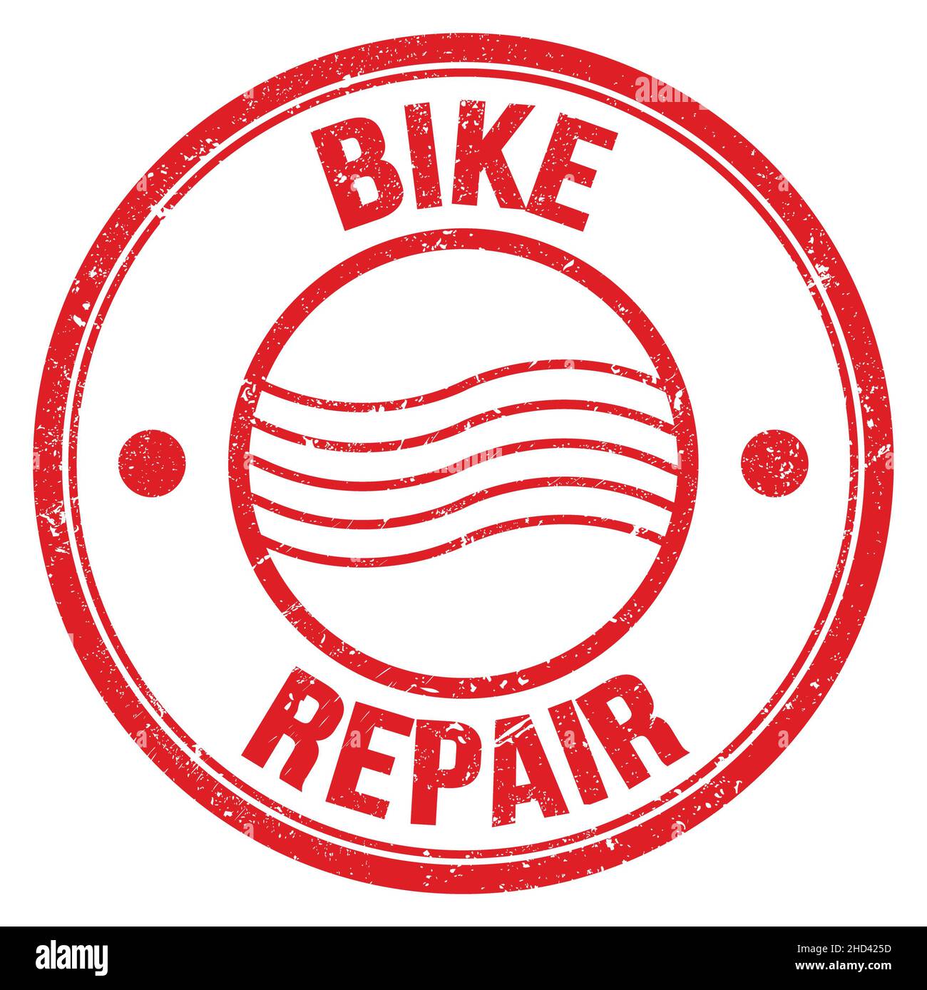 BIKE REPAIR text written on red round postal stamp sign Stock Photo - Alamy