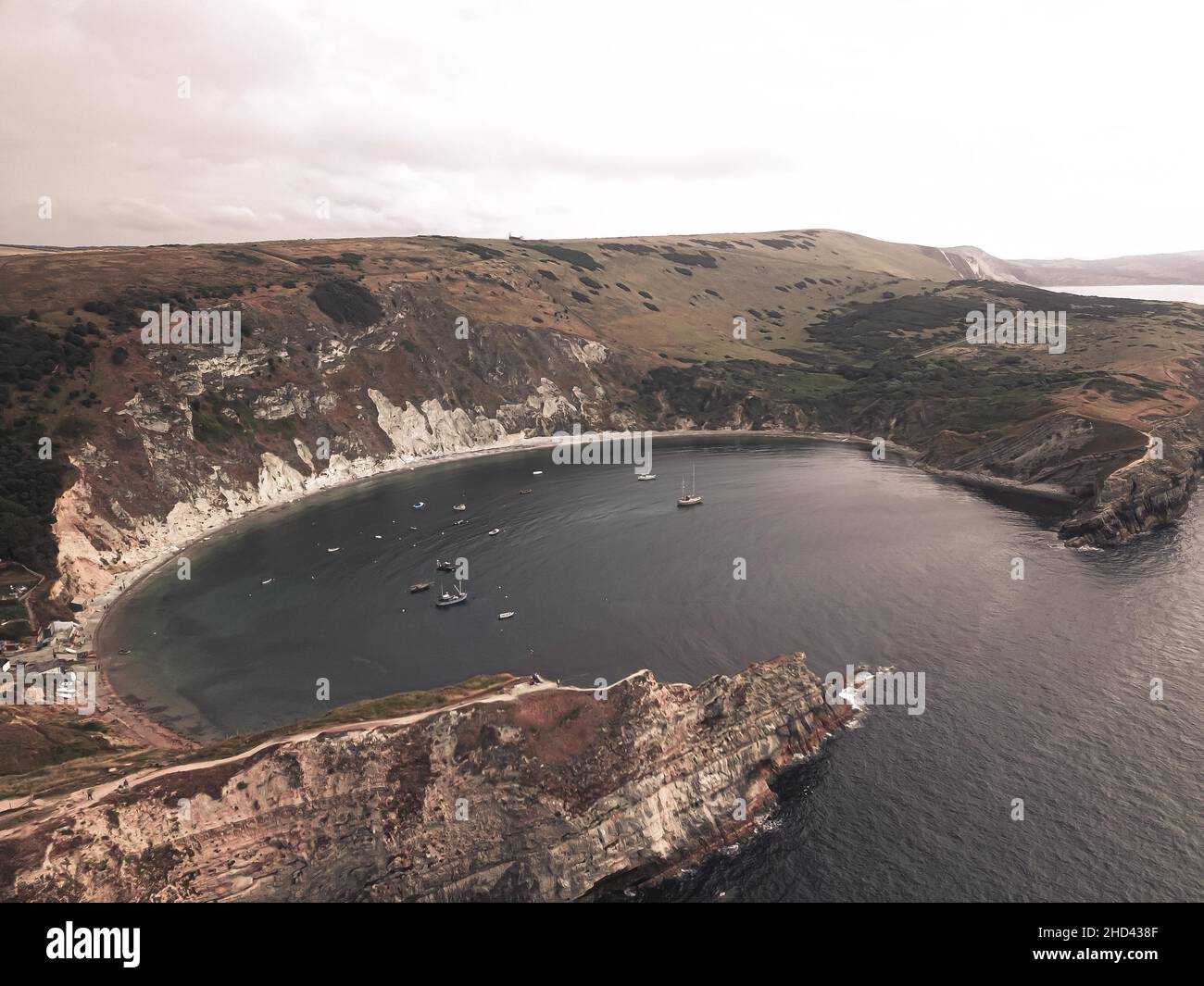 Scenic view of Lulworth Cove on the Jurassic Coast in Dorset, southern ...