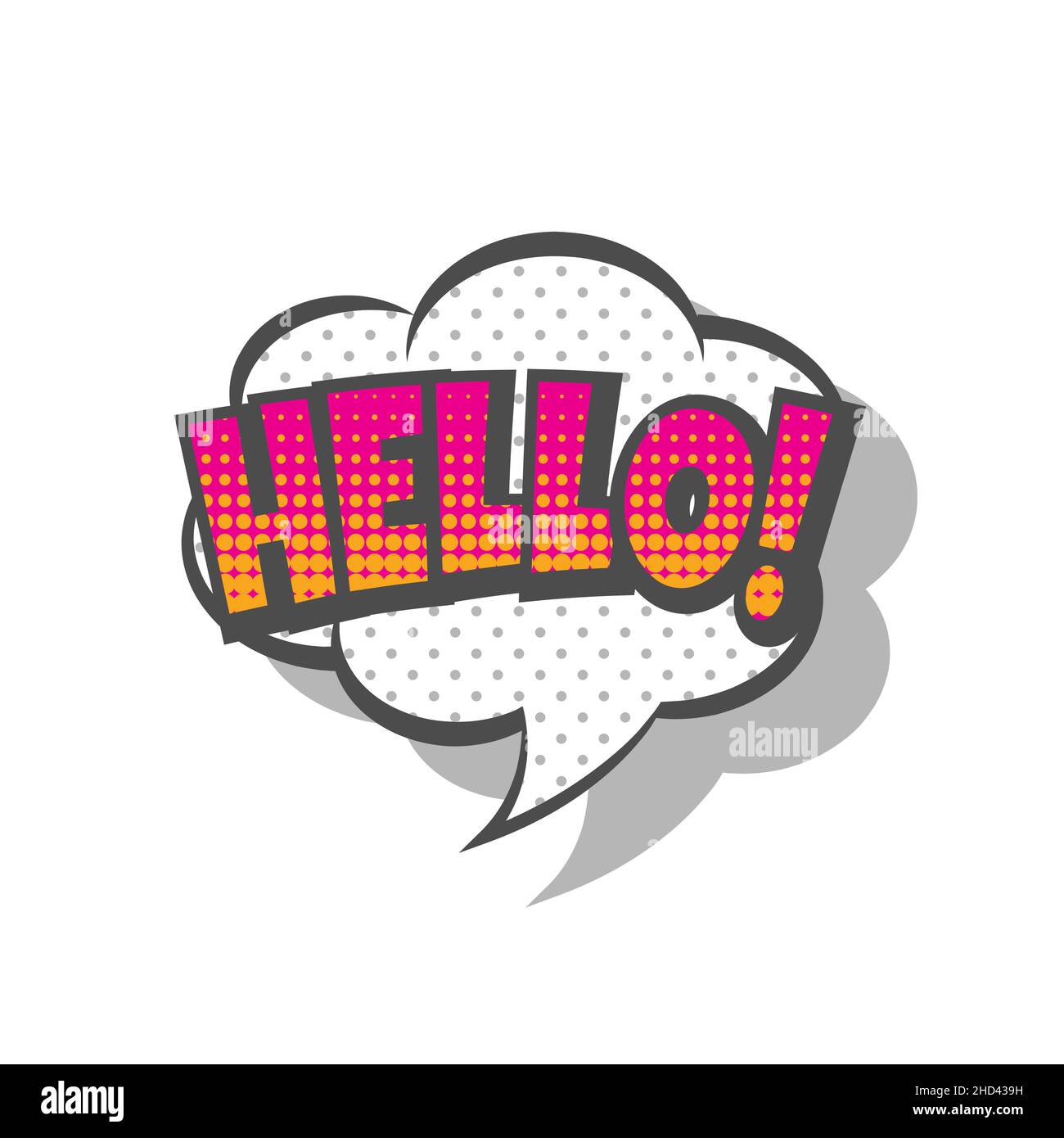 Hello comic cartoon text lettering. Pop art Hello! in speech bubble ...