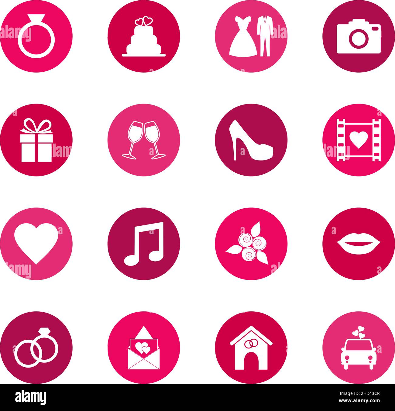 Set of wedding icons on color background, vector illustration Stock ...