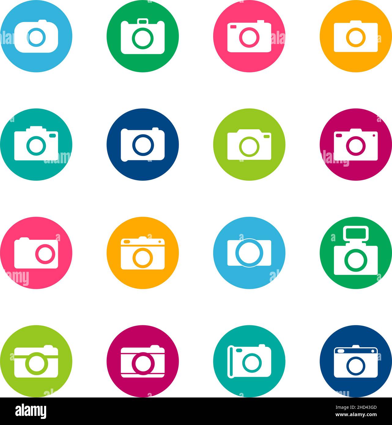 Set of photo icons on color background, vector illustration Stock ...