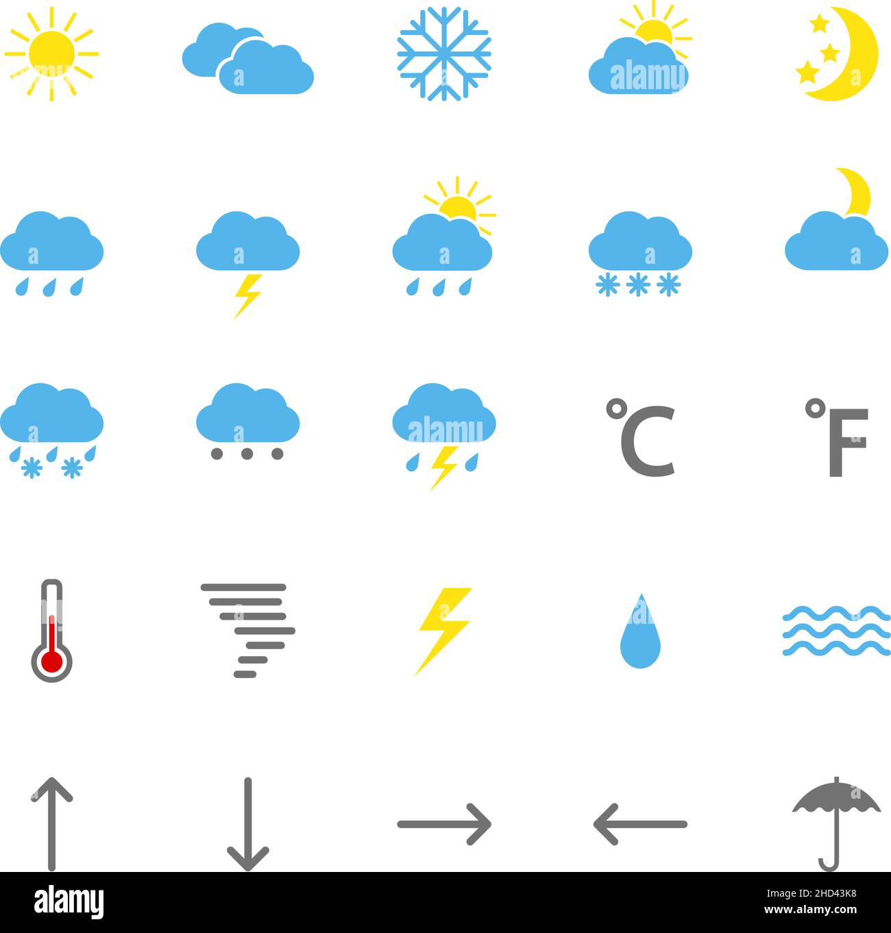 Set of color weather icons, vector illustration Stock Vector Image ...