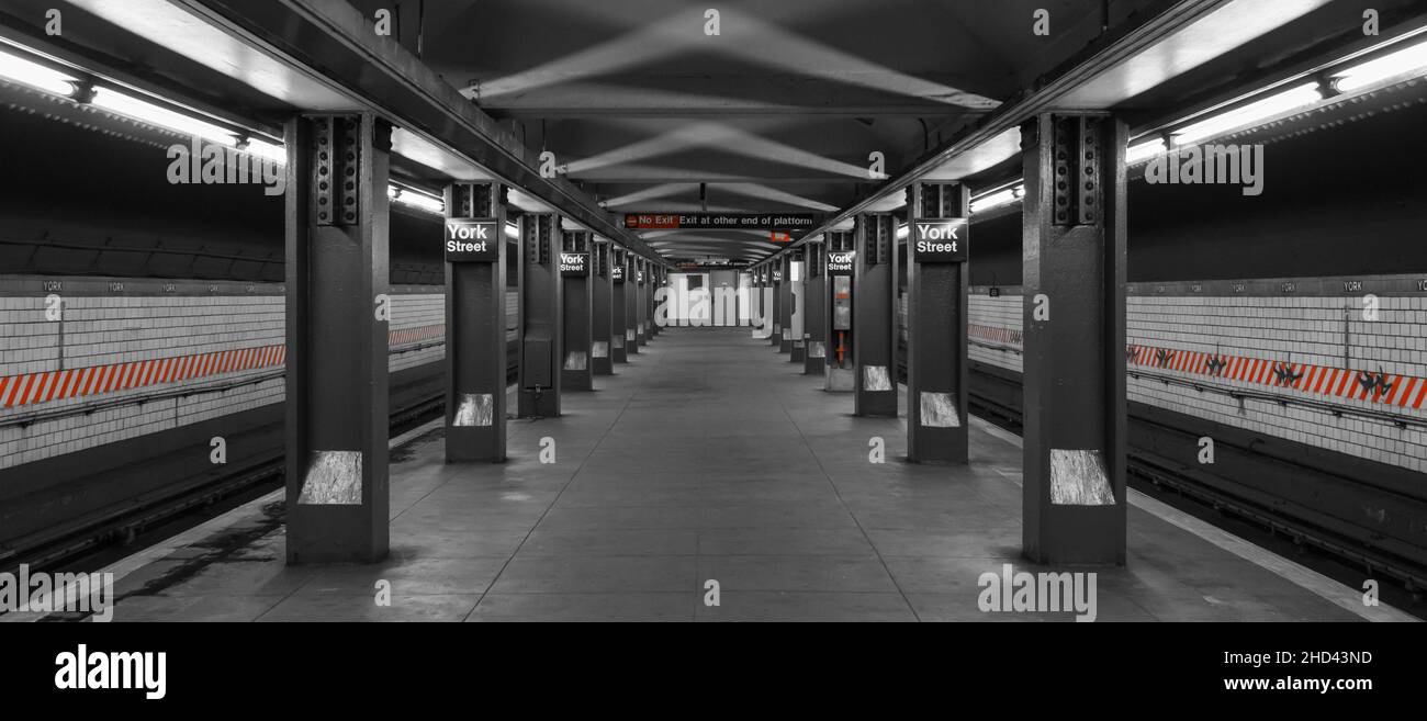 Interior view of the New York underground subway station Stock Photo ...