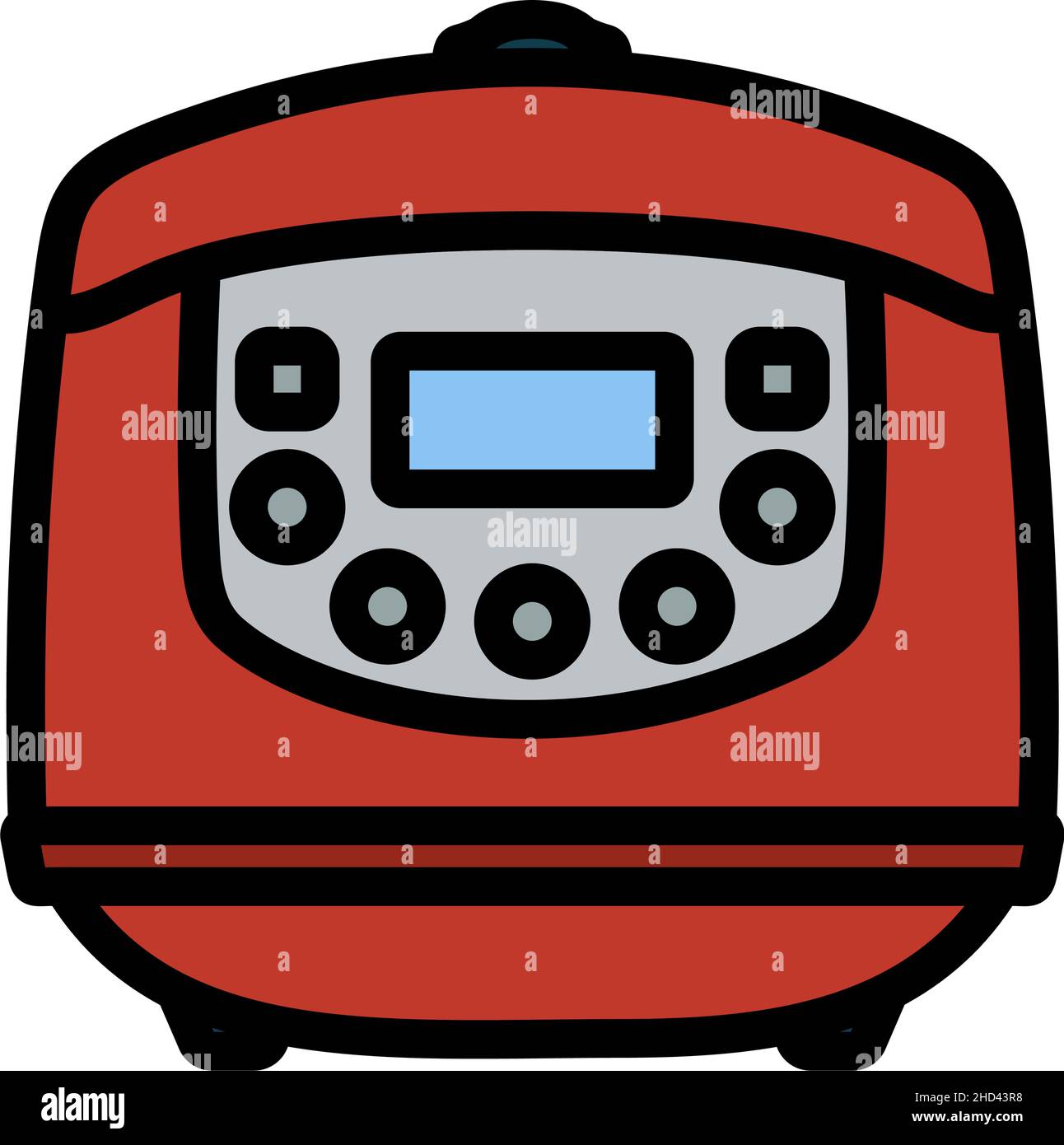 Kitchen Multicooker Machine Icon. Editable Bold Outline With Color Fill ...