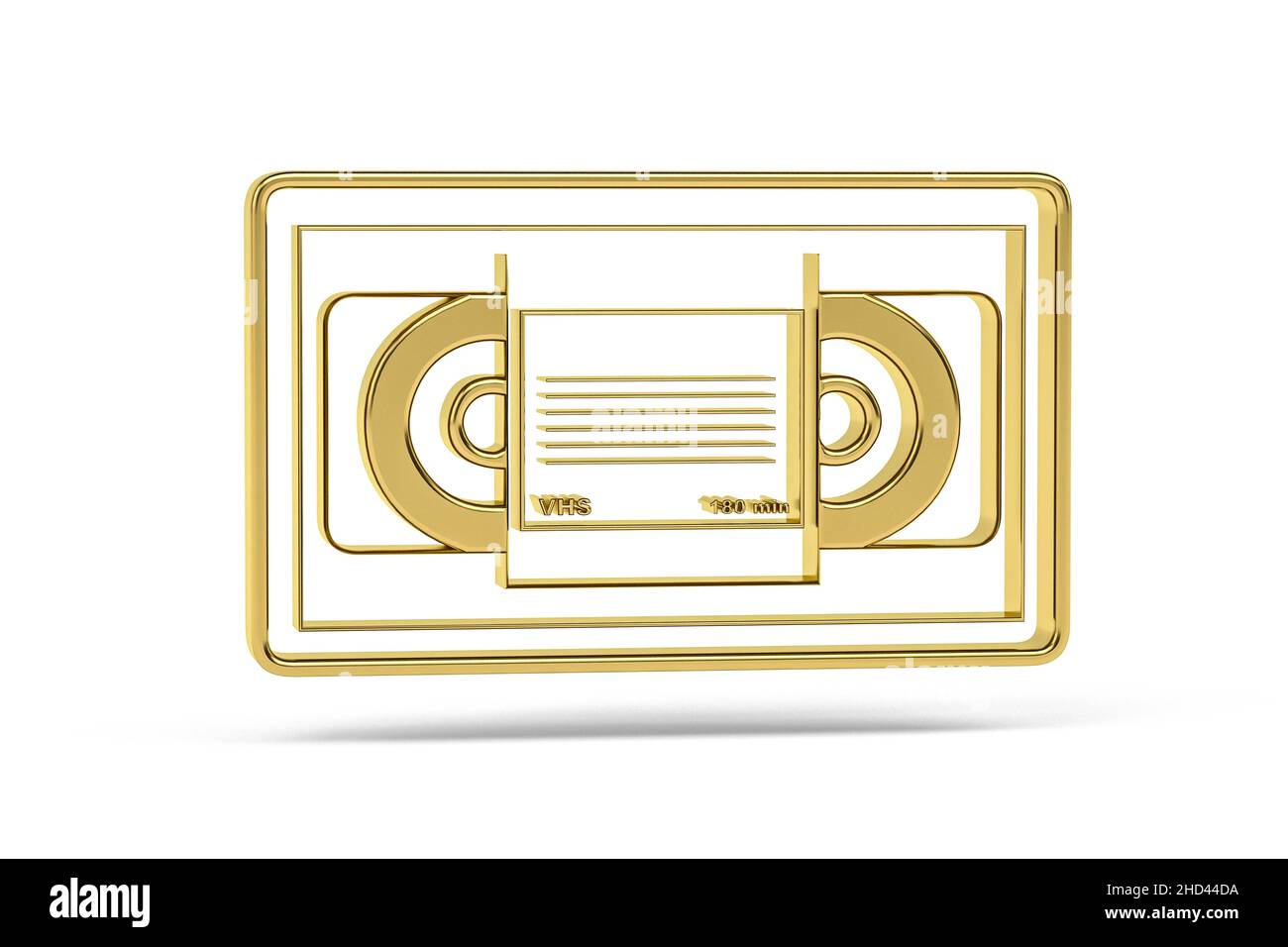 Golden 3d video tape - VHS tape icon isolated on white background - 3D ...