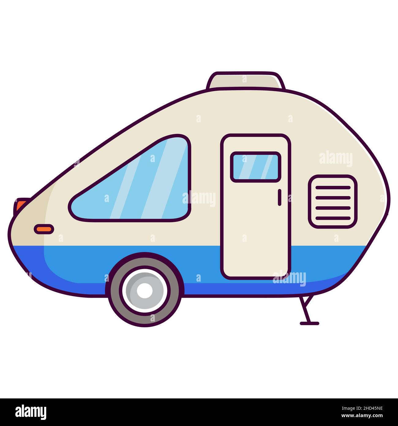 Rv camping.Home camper.Line art vector illustration Stock Vector Image ...