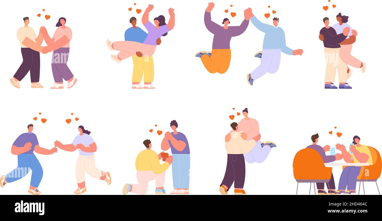 Cartoon illustration happy couples in hi-res stock photography and ...