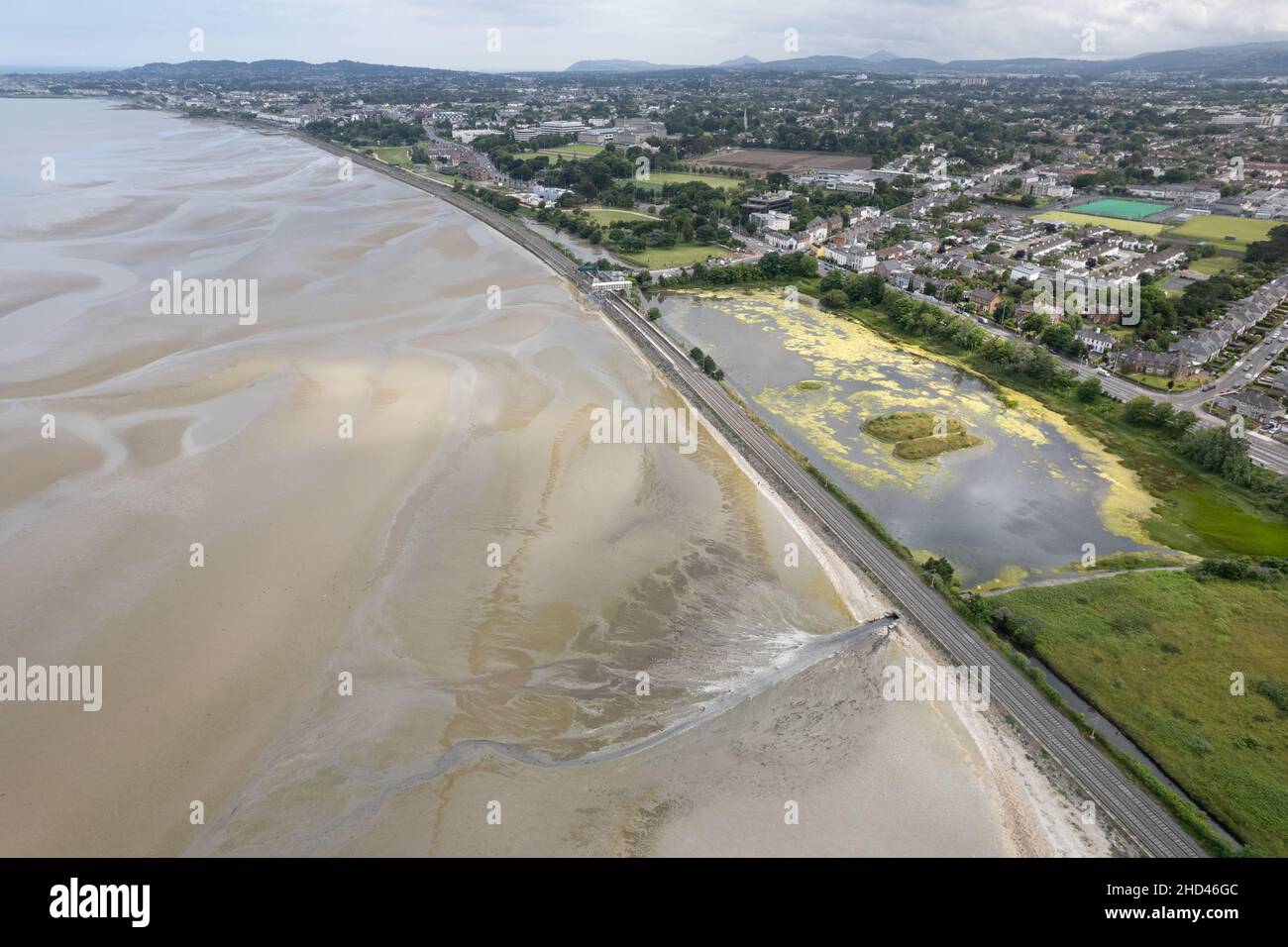 Aerial shot of a coastline in Sandymount, South Dublin Stock Photo - Alamy