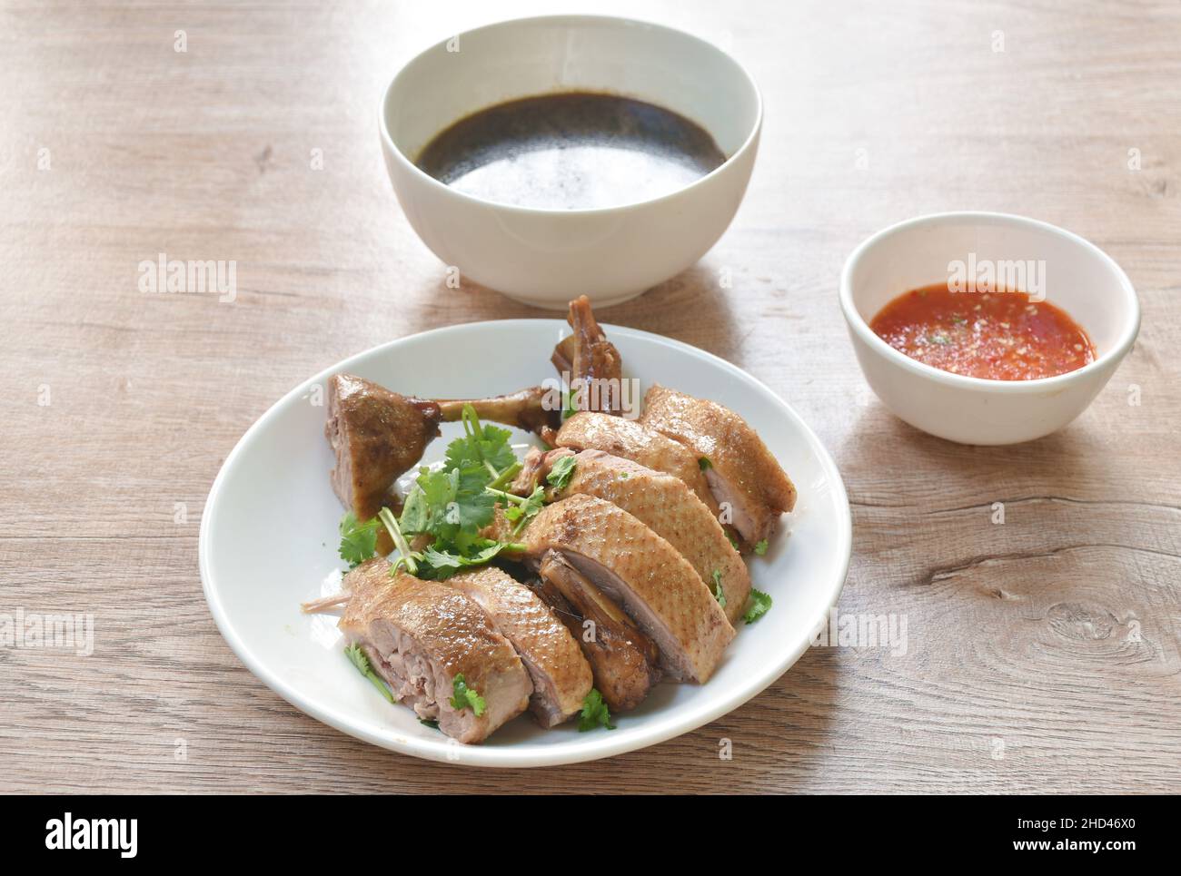 boiled duck meat in black soybean sauce dipping spicy chili sauce Stock ...