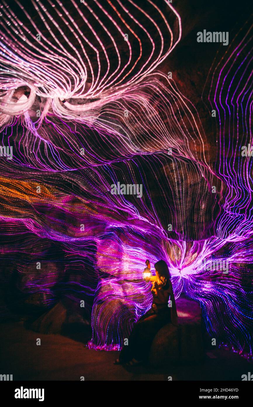 Buddhist tradition light festival in Ratchaburi, Nasatta, Thailand ...