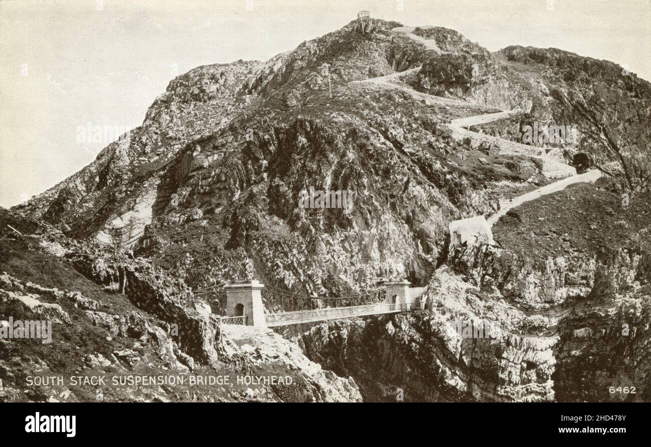 Vintage postcard entitled “South Stack Suspension Bridge, Holyhead ...