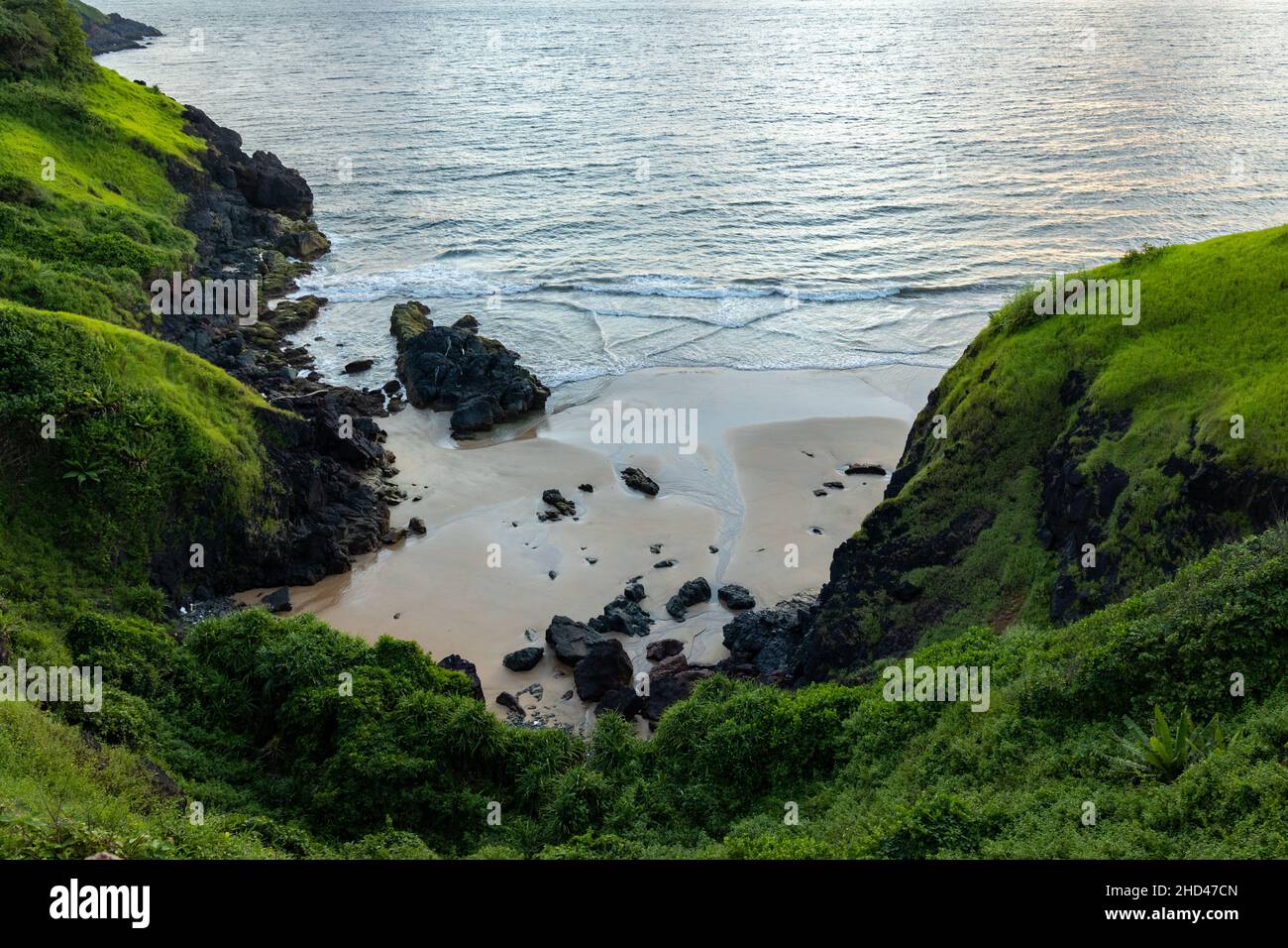 Beautiful sunset view overlooking a tiny patch of sand called Moon ...