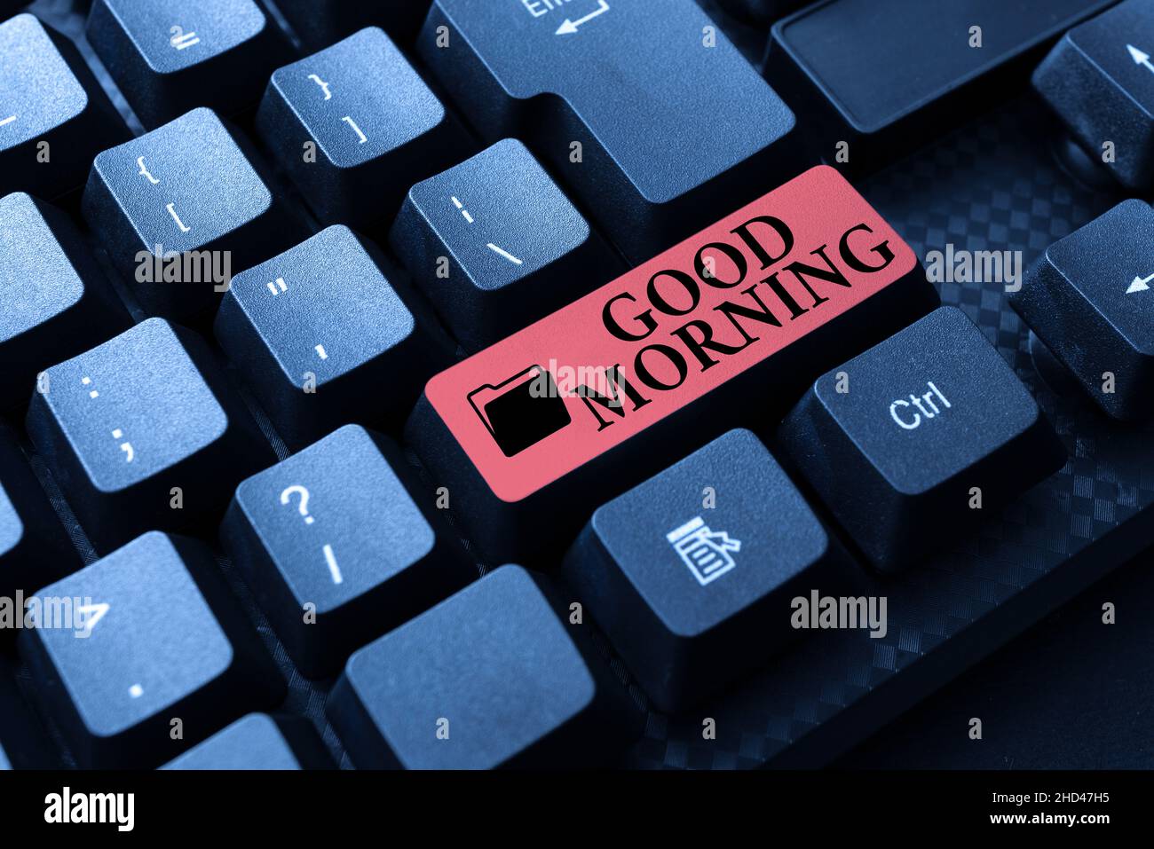 Hand writing sign Good Morning. Business idea happy day message and ...