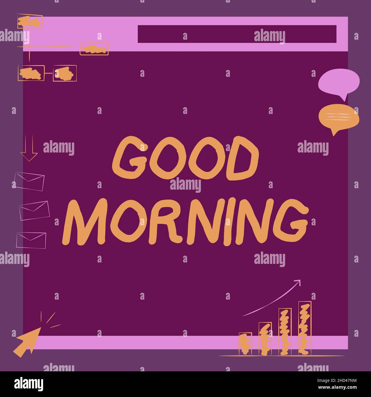 Handwriting text Good Morning. Business overview happy day message and ...