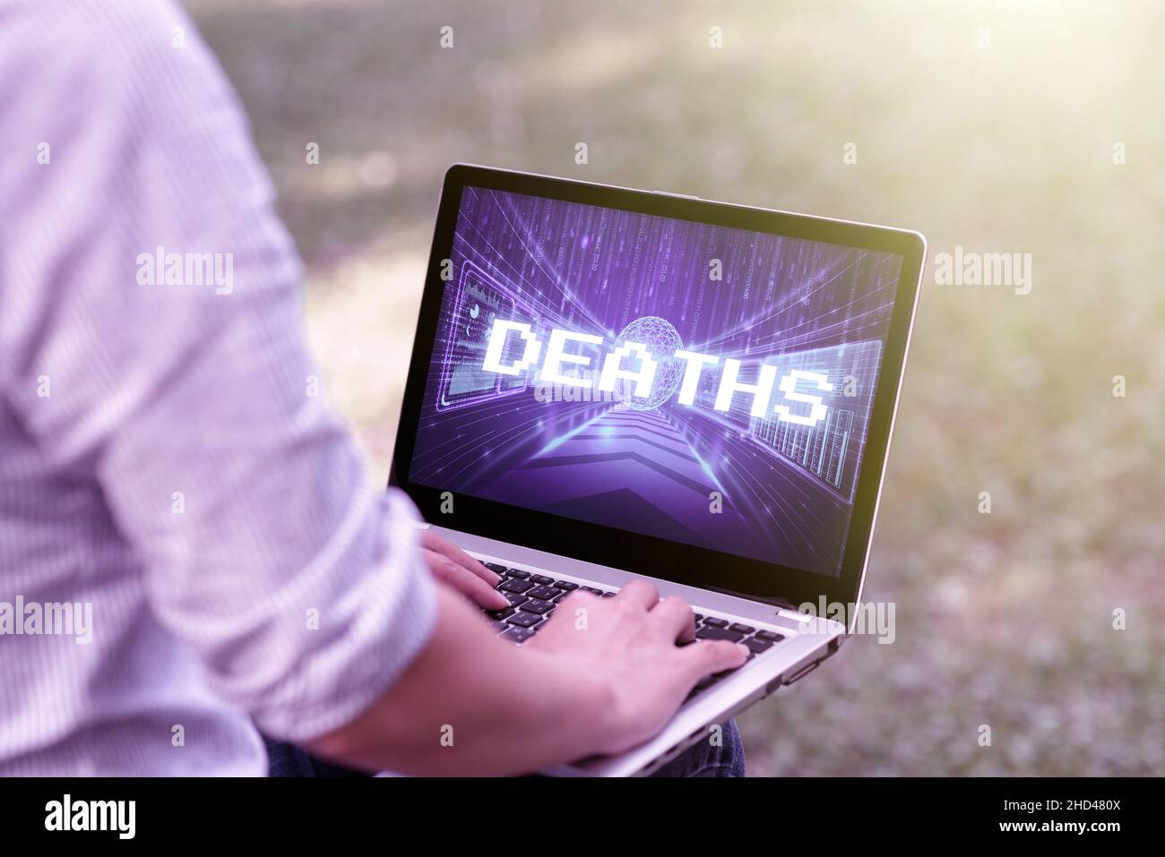 Sign displaying Deaths. Business approach permanent cessation of all ...