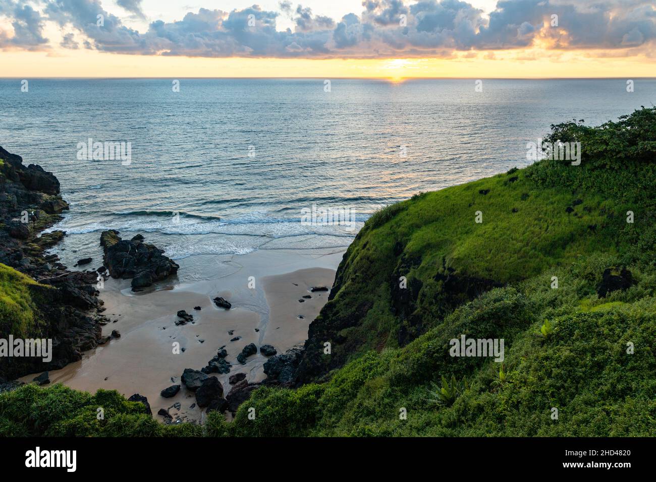 Beautiful sunset view overlooking a tiny patch of sand called Moon ...