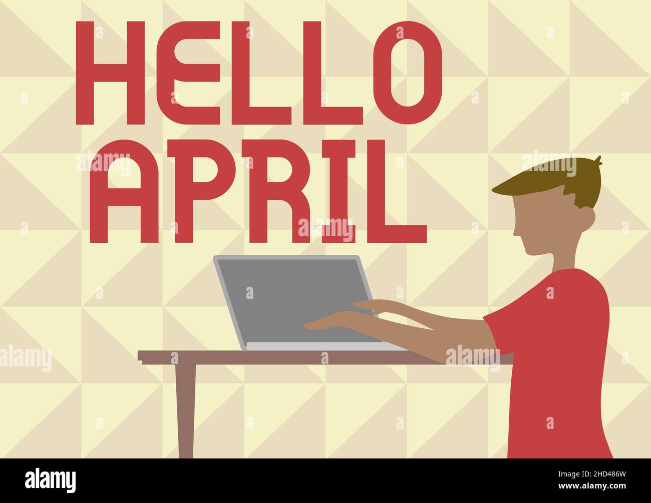 Inspiration showing sign Hello April. Word Written on a greeting ...