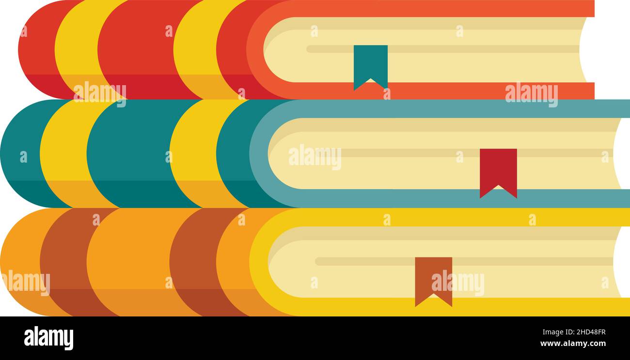 Library historical book stack icon. Flat illustration of library ...