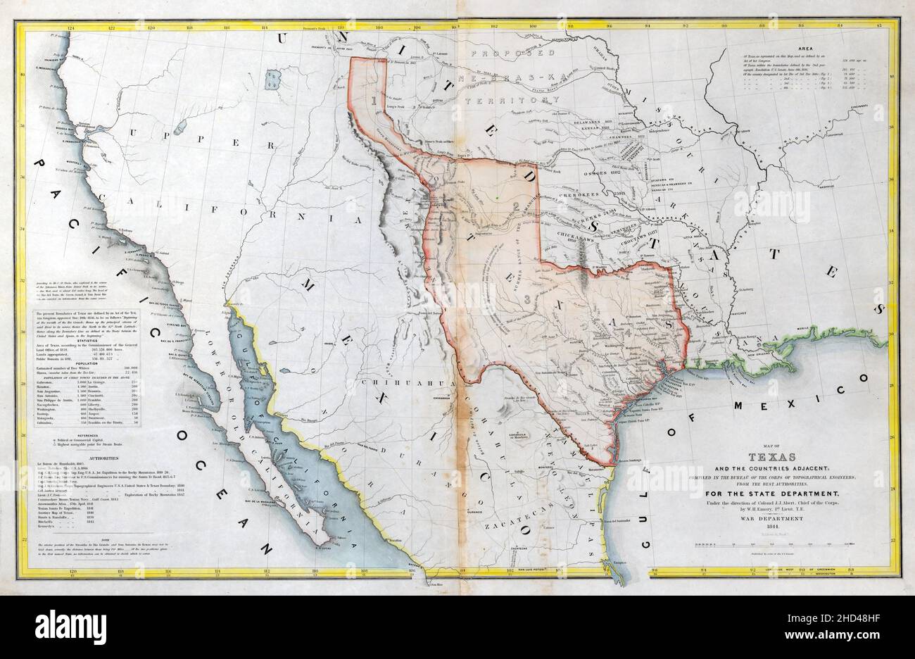 A vintage map of the Republic of Texas in the nineteenth century Stock ...