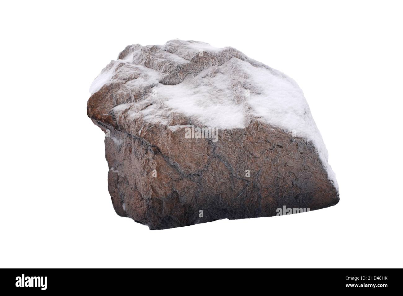 natural stone in snow isolated on white background. High quality photo ...