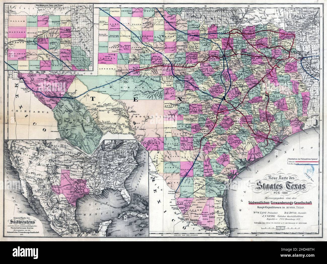 A highly detailed historical map of Texas in the eighteenth-nineteenth ...